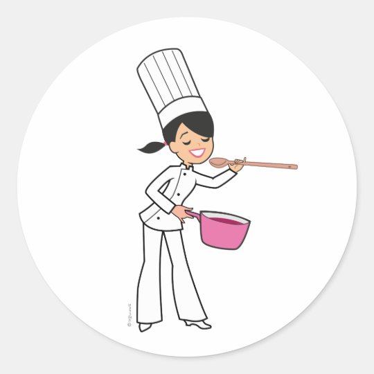 Women Chef Sticker with Illustration | Zazzle.com