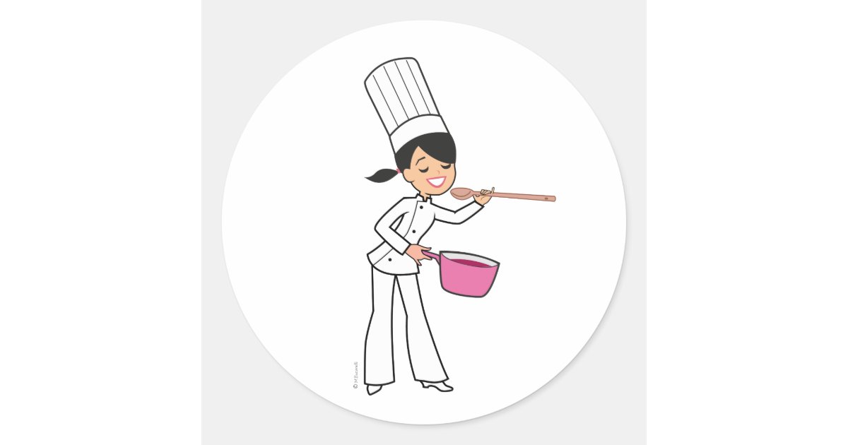 Women Chef Sticker with Illustration | Zazzle