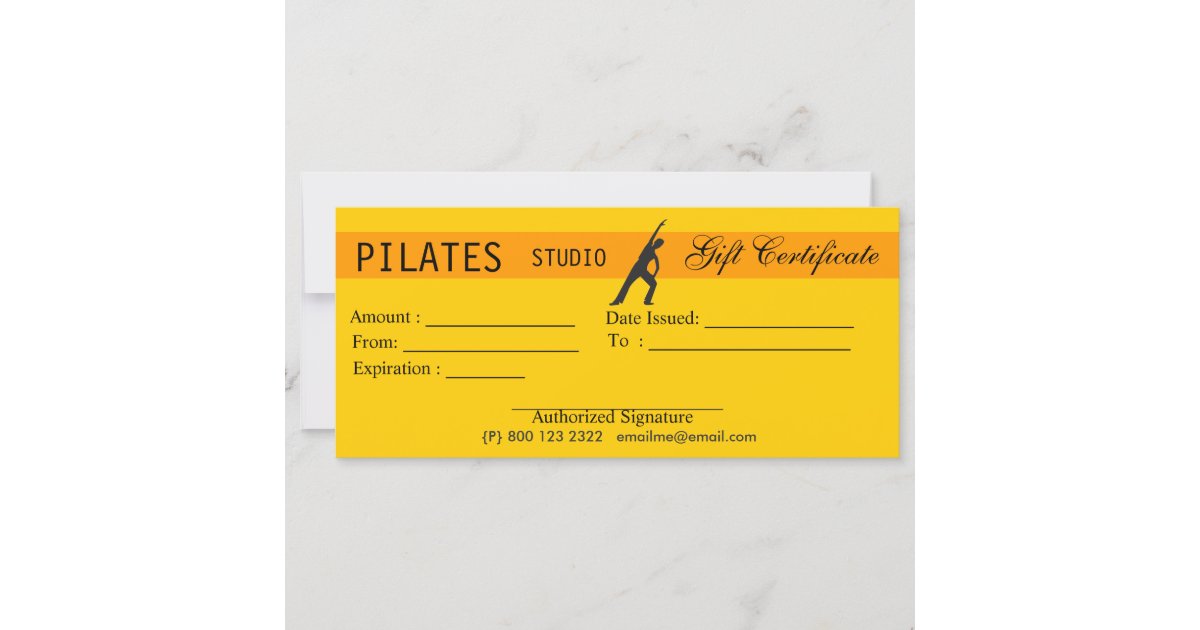 Women Fitness Pilates Gift Certificate Giveaways | Zazzle