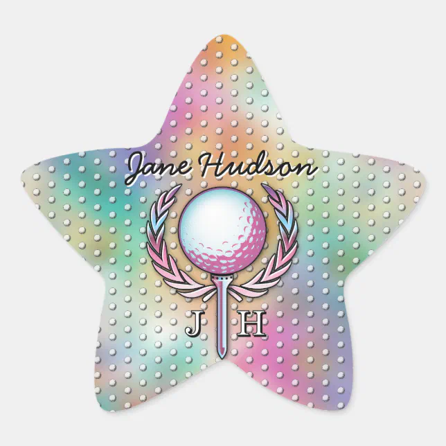 Women Golfer Custom Monogram Design Star Sticker | Zazzle