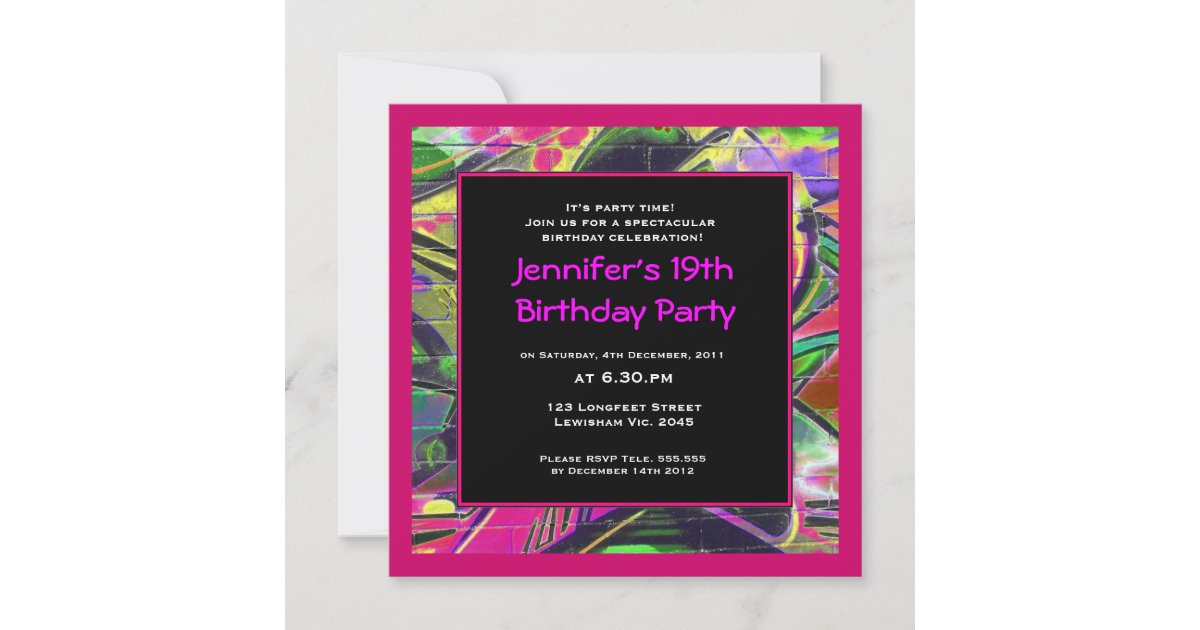 Women Graffiti Birthday Invitation | Zazzle