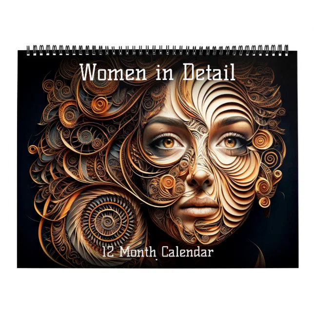 Women in Detail 12 Month Calendar (split pages) | Zazzle
