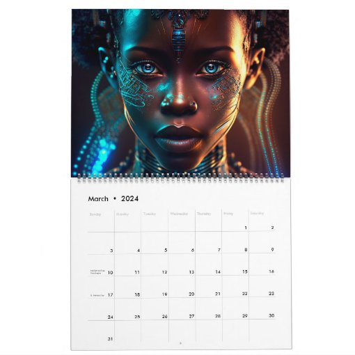 Women in Detail 12 Month Calendar (split pages) | Zazzle