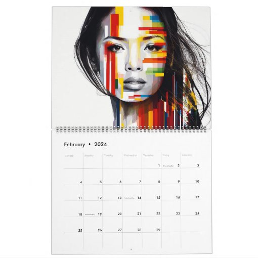 Women in Detail 12 Month Calendar (split pages) | Zazzle