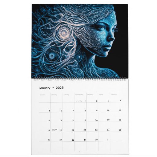 Women in Detail 12 Month Calendar (split pages) | Zazzle