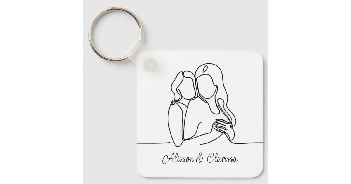 Women In Love Line Art Lesbian Couple Keychain Zazzle