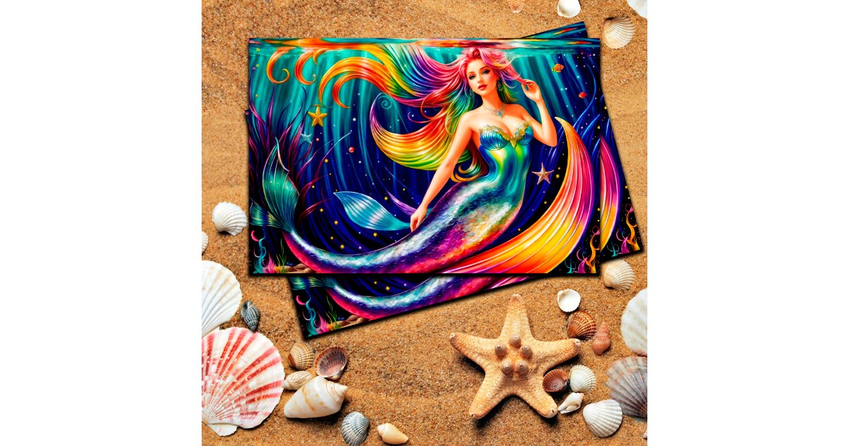 Women Mermaid Stars Bright Beautiful Sea Myth Postcard | Zazzle
