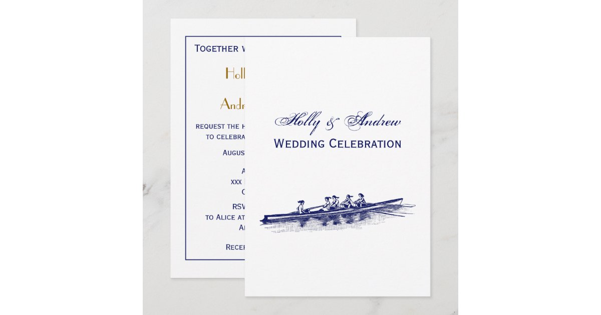 Women Rowing Rowers Crew Team Water Sports Blue Invitation | Zazzle