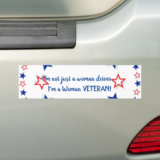 Women Veteran Blue with Stars on White Bumper Sticker | Zazzle