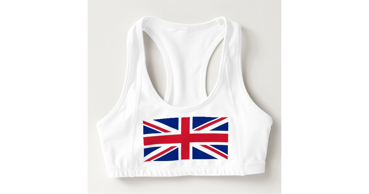 Women's Alo Sports Bra with flag of United Kingdom | Zazzle