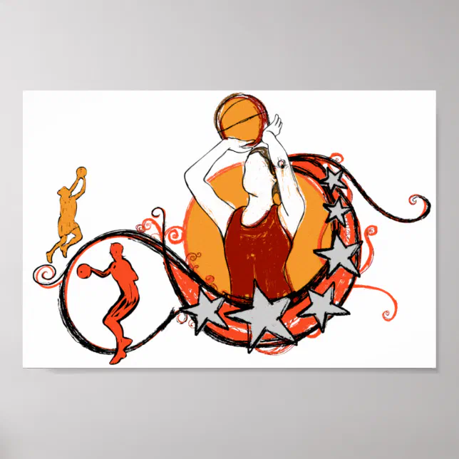 Women's Basketball Illustration Poster | Zazzle