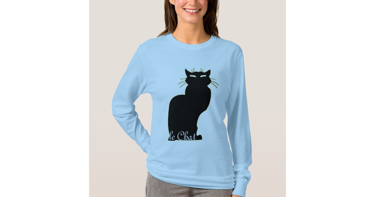 Women's Black Cat Shirt le Chat Ladies Cat Top | Zazzle