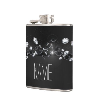 Women's Black Sparkly White Diamond Flask | Zazzle