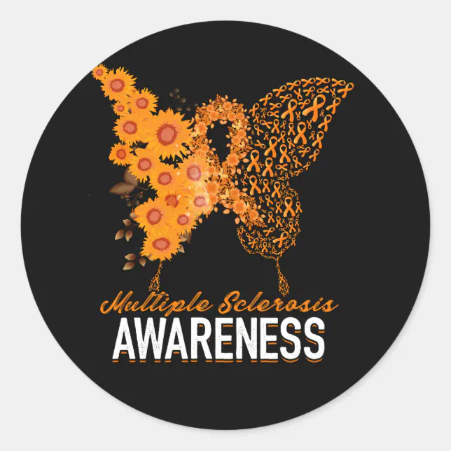 Womens Butterfly Multiple Sclerosis MS Awareness O Classic Round ...