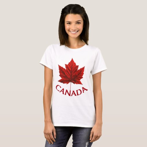 Women's Canada T-Shirt Lady's Maple Leaf T-shirt | Zazzle