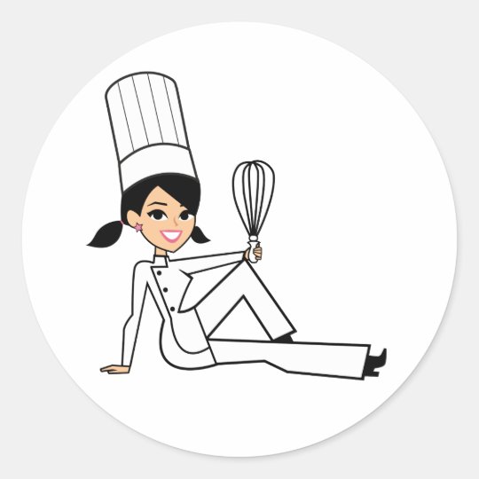 Women's Chef Sticker with Cute Illustration | Zazzle.com