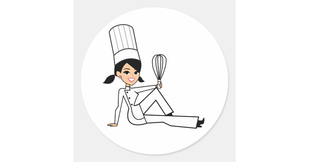 Women's Chef Sticker with Cute Illustration | Zazzle