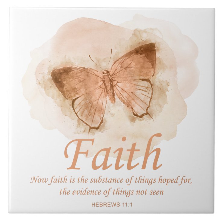Women's Christian Bible Verse Butterfly: Faith Ceramic Tile | Zazzle