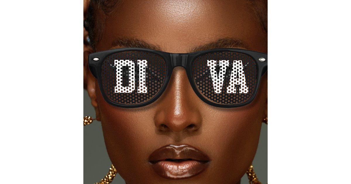 Women's Cool Black Bold Letter Diva Retro Sunglasses | Zazzle