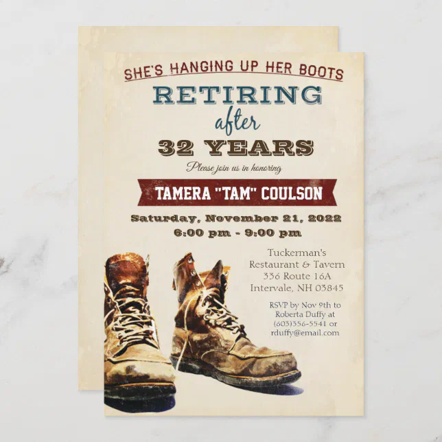 Womens Female Retirement Construction Military Invitation | Zazzle