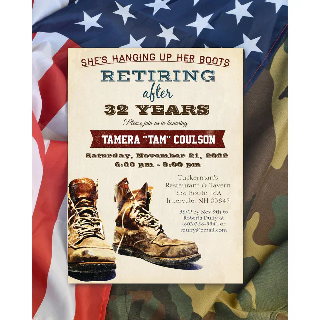 Womens Female Retirement Construction Military Invitation | Zazzle