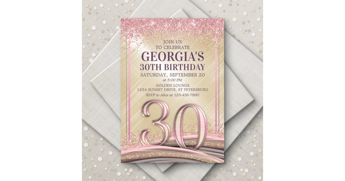 Womens Glam 30th Birthday Invitation | Zazzle