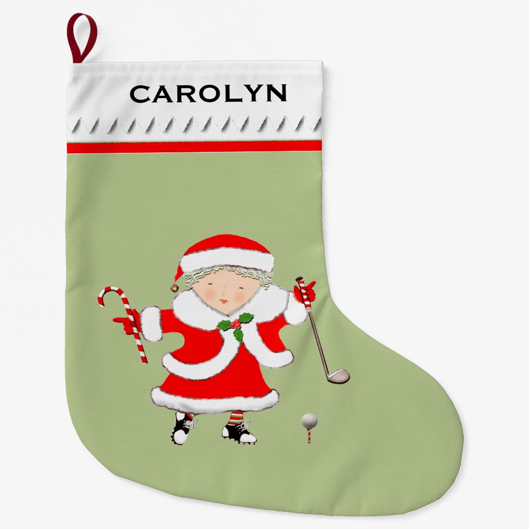 Women's Golf Large Christmas Stocking | Zazzle