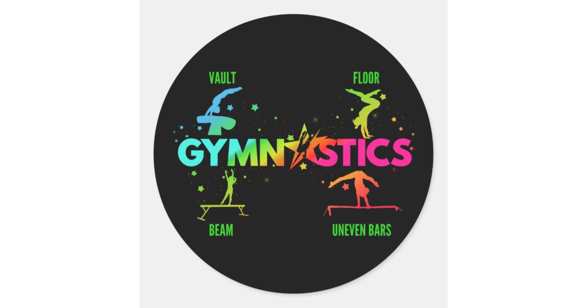Women's Gymnastics Bars Beam Vault Floor Classic Round Sticker | Zazzle