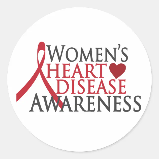 Women's Heart Disease Awareness Classic Round Sticker | Zazzle