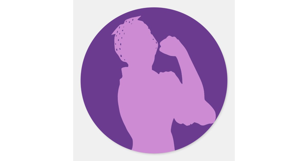 Women's History Month Rosie the Riveter Purple Classic Round Sticker ...