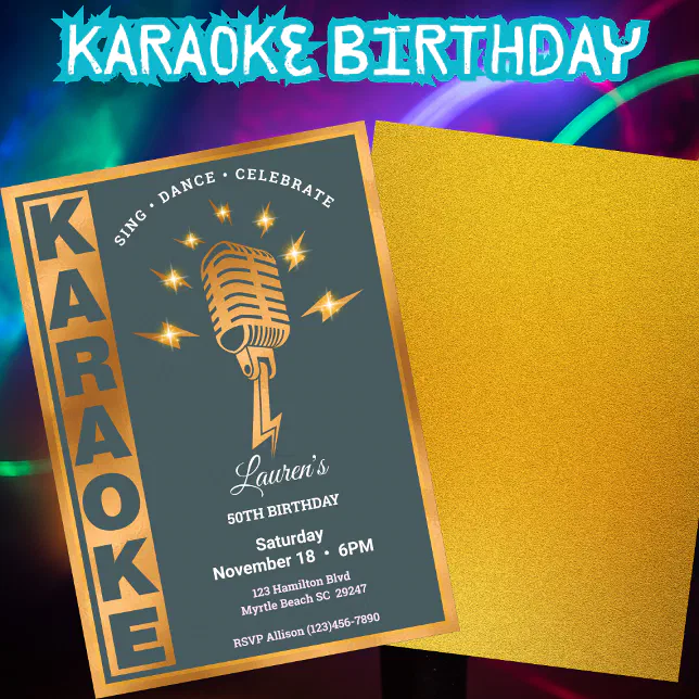 Women's Karaoke 50th (editable) Birthday Party Invitation | Zazzle