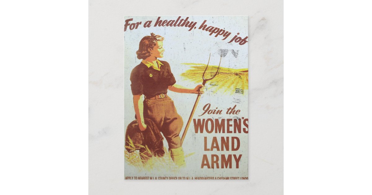 Womens land army vintage recruitment poster postcard | Zazzle