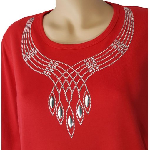 Women's Red Rhinestone Embellished T Shirt | Zazzle