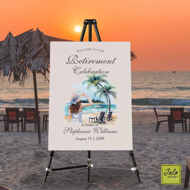 Women's Retirement Beach Themed Watercolor Foam Board | Zazzle
