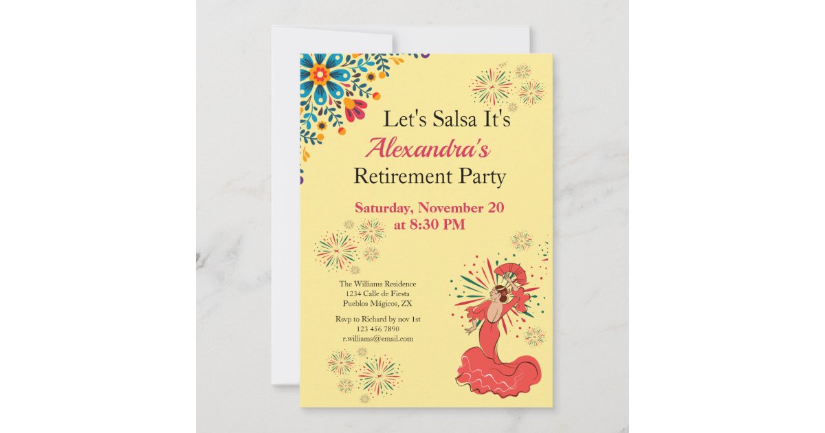 Womens Retirement Party Salsa Mexican Tropical Invitation | Zazzle
