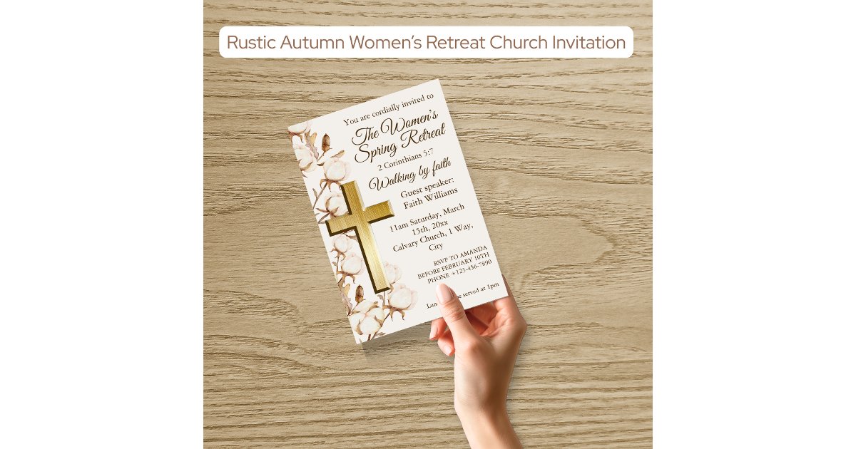 Womens Rustic Autumn Retreat Church Invitation | Zazzle