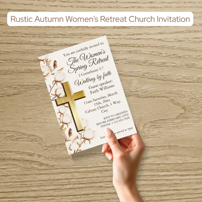 Womens Rustic Autumn Retreat Church Invitation | Zazzle
