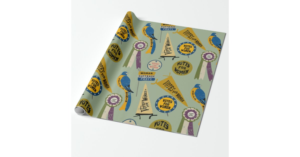 Womens Suffrage Movement Memorabilia Collage Print Wrapping Paper | Zazzle
