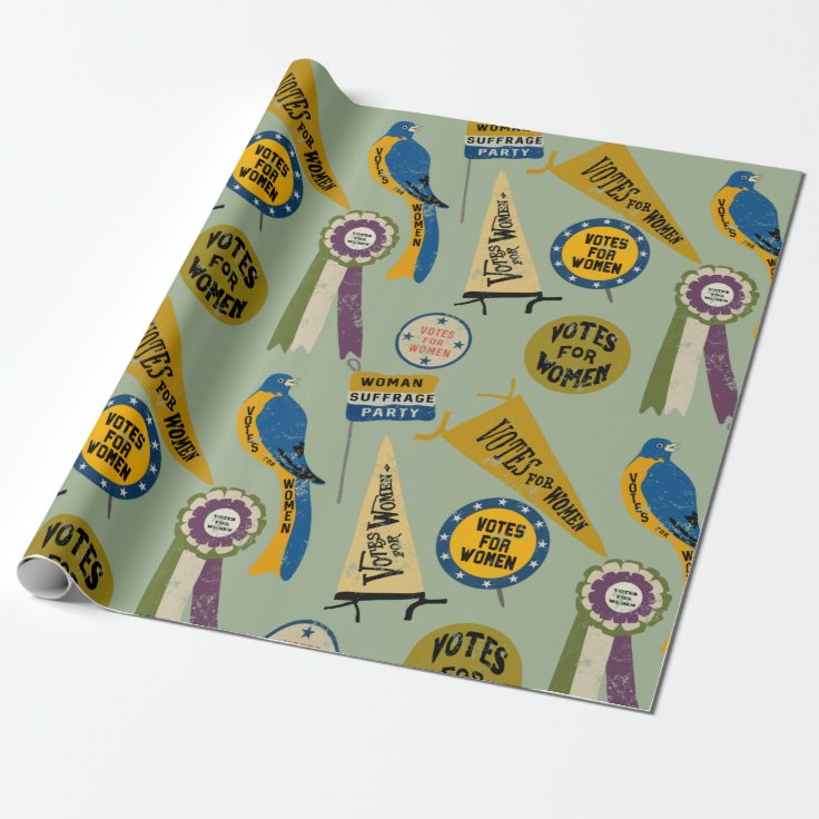 Womens Suffrage Movement Memorabilia Collage Print Wrapping Paper | Zazzle