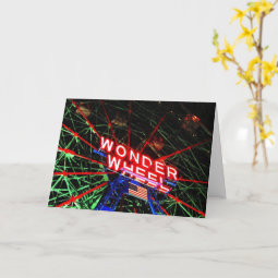 'Wonder Wheel Neon' Blank Greeting Card | Zazzle