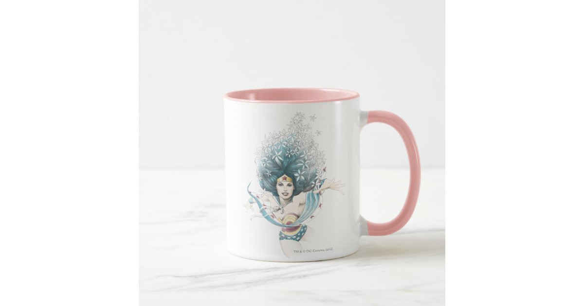 Wonder Woman and Flowers Mug | Zazzle
