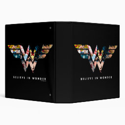 Wonder Woman "Believe In Wonder" Collage Logo 3 Ring Binder | Zazzle