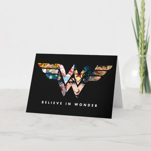 Wonder Woman "Believe In Wonder" Collage Logo Card | Zazzle