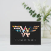 Wonder Woman "Believe In Wonder" Collage Logo Invitation Postcard | Zazzle