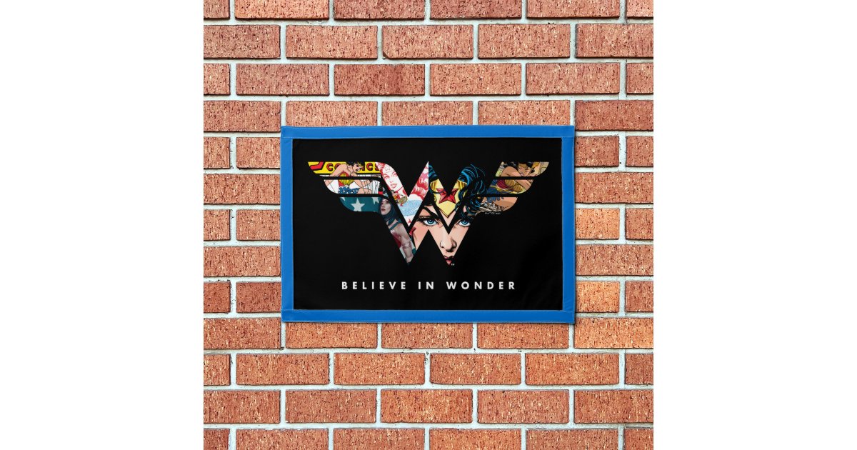 Wonder Woman "Believe In Wonder" Collage Logo Pennant | Zazzle