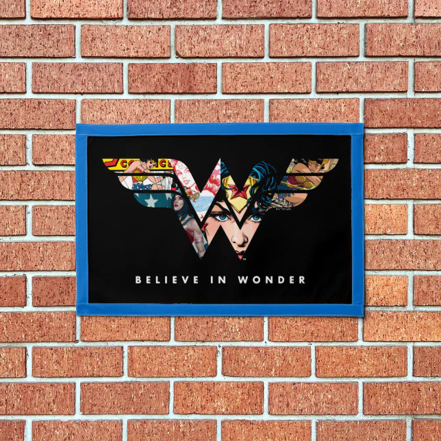 Wonder Woman "Believe In Wonder" Collage Logo Pennant | Zazzle