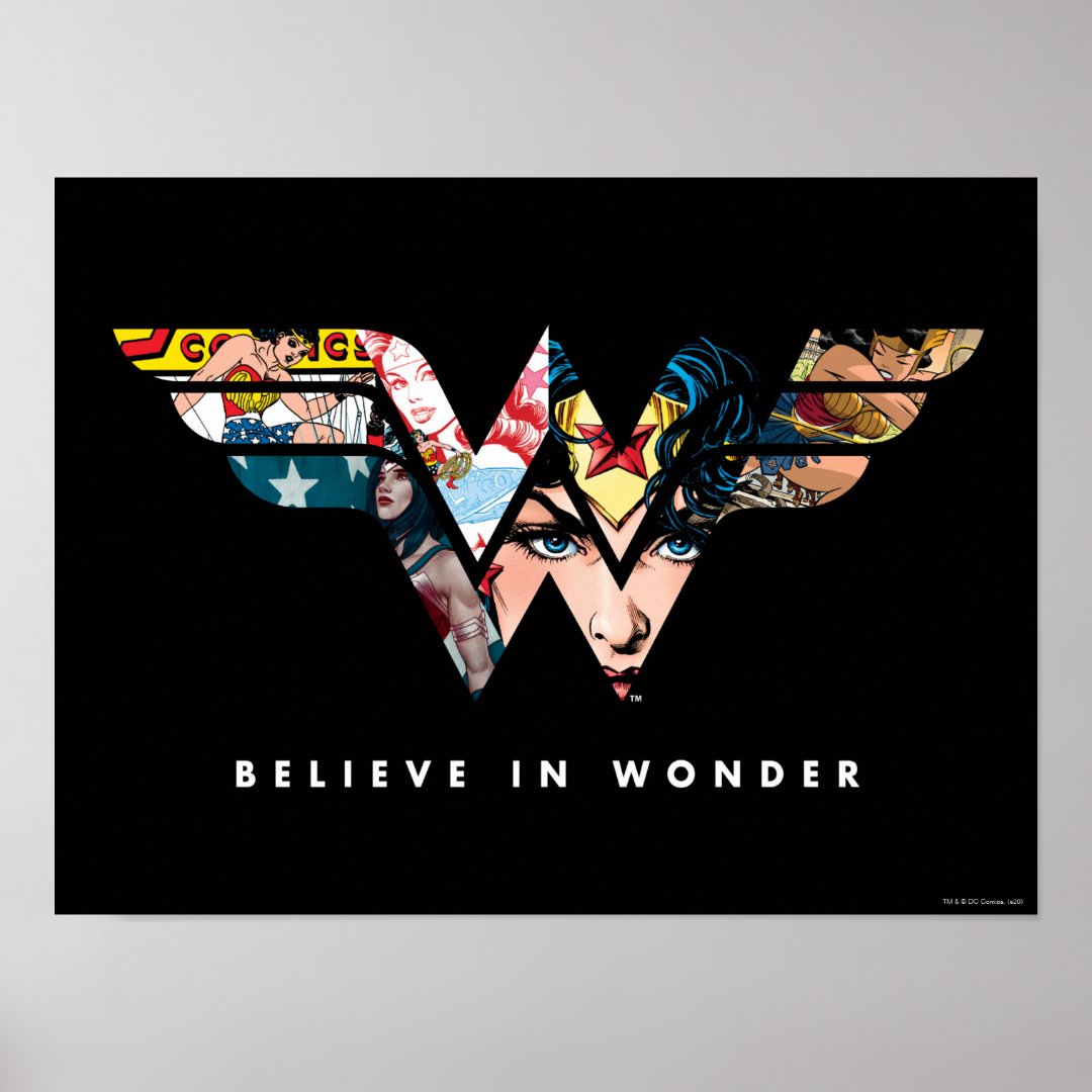 Wonder Woman "Believe In Wonder" Collage Logo Poster | Zazzle