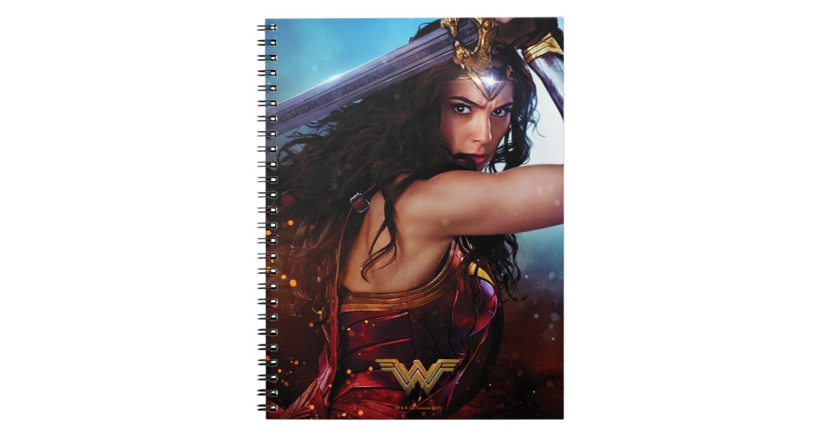Wonder Woman Blocking With Sword Notebook | Zazzle