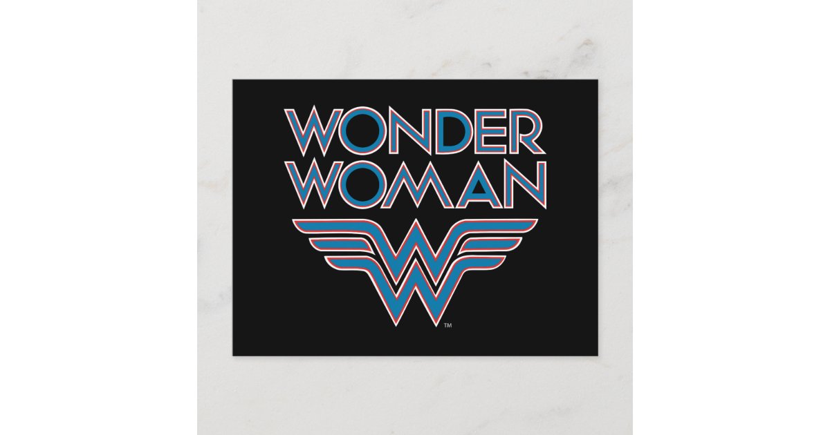 Wonder Woman Blue and Red Retro Logo Postcard | Zazzle