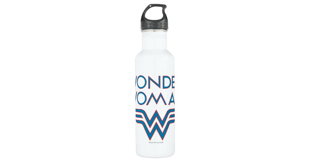 Wonder Woman Blue and Red Retro Logo Stainless Steel Water Bottle | Zazzle